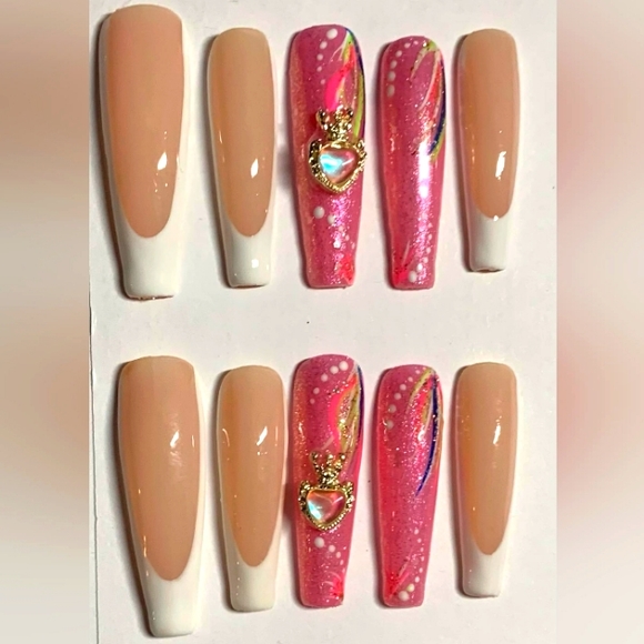 Makeup | 199sy2k Style Coffin Shaped Press On Nails Hand Crafted ...